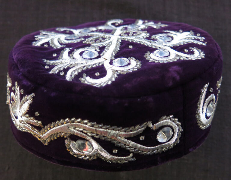 KAZAKHSTAN Metallic embroidered Velvet hat | TurkishFolkArt
