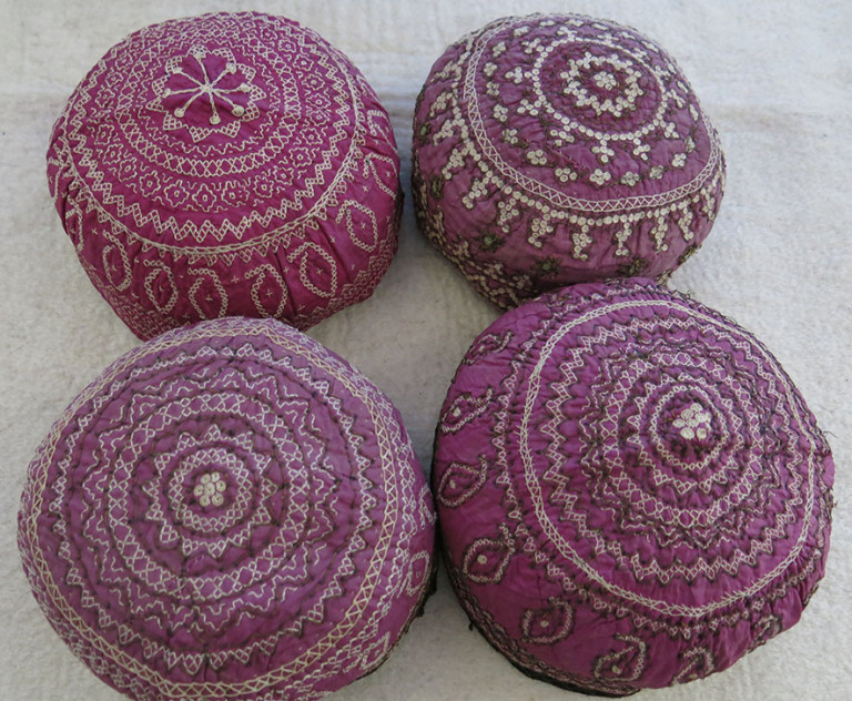 AZERBAIJAN BAKU Silk metallic embroidery group of hats | TurkishFolkArt