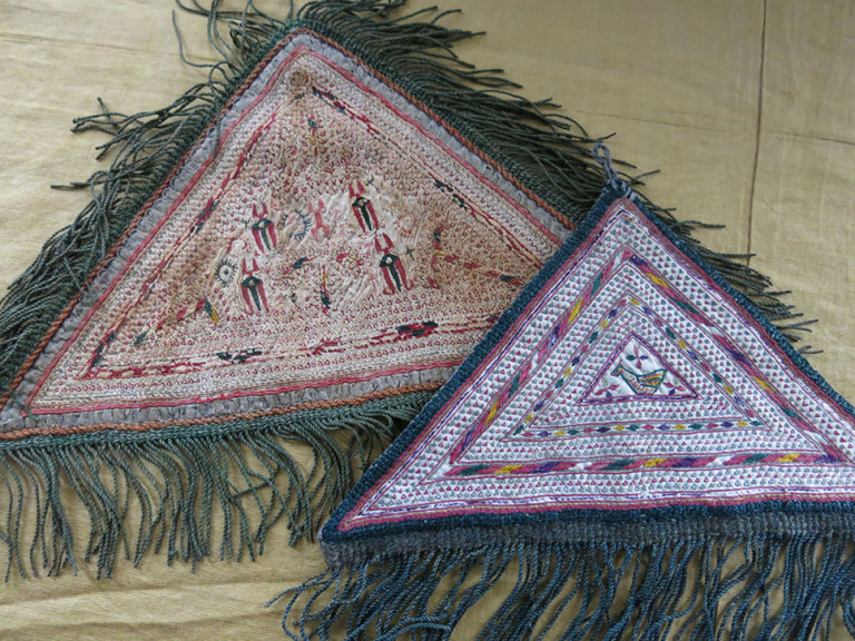 TURKMEN TALISMAN silk embroidery HANGINGS | TurkishFolkArt